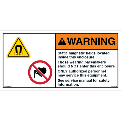 ANSI Safety Label - Warning - Magnetic Field - Pacemaker
