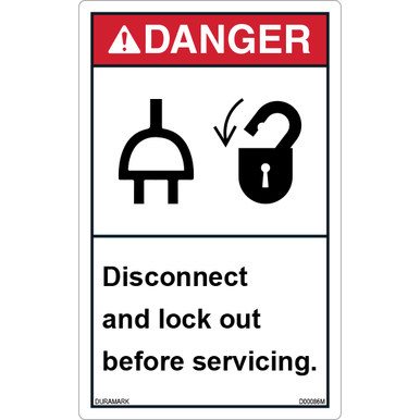 ANSI Safety Label - Danger - Lockout - Disconnect Before Servicing ...
