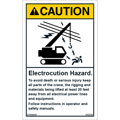 ANSI Safety Label - Caution - Electrocution Hazard - Keep Crane/Rigging ...