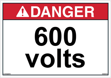 ANSI Safety Label - Danger - 600 Volts - Horizontal