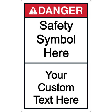 Custom Vertical Danger Label with Symbol - DuraMark Technologies