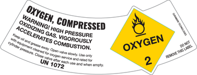 Cylinder Shoulder Label For Class 2 Oxygen: Oxygen, Compressed ...