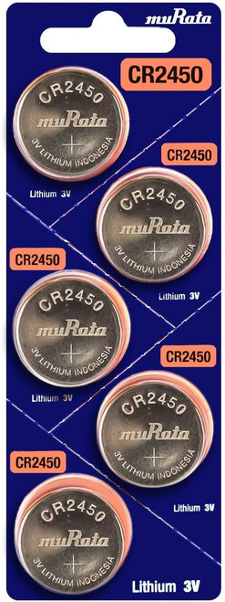 Sony Murata CR2450 Battery - 3V 610mAh Lithium - 5 Pieces