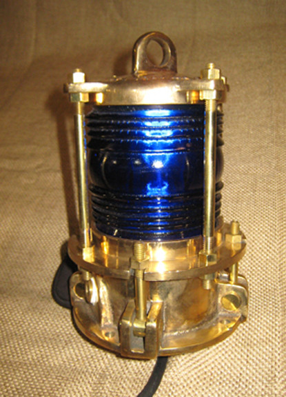 Bronze Piling Nautical Dock Light - Pier light with aviation blue lens ...