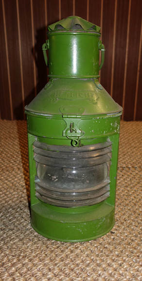 Vintage Galvanized Ship's Stern Lantern- Green - Dock Lights