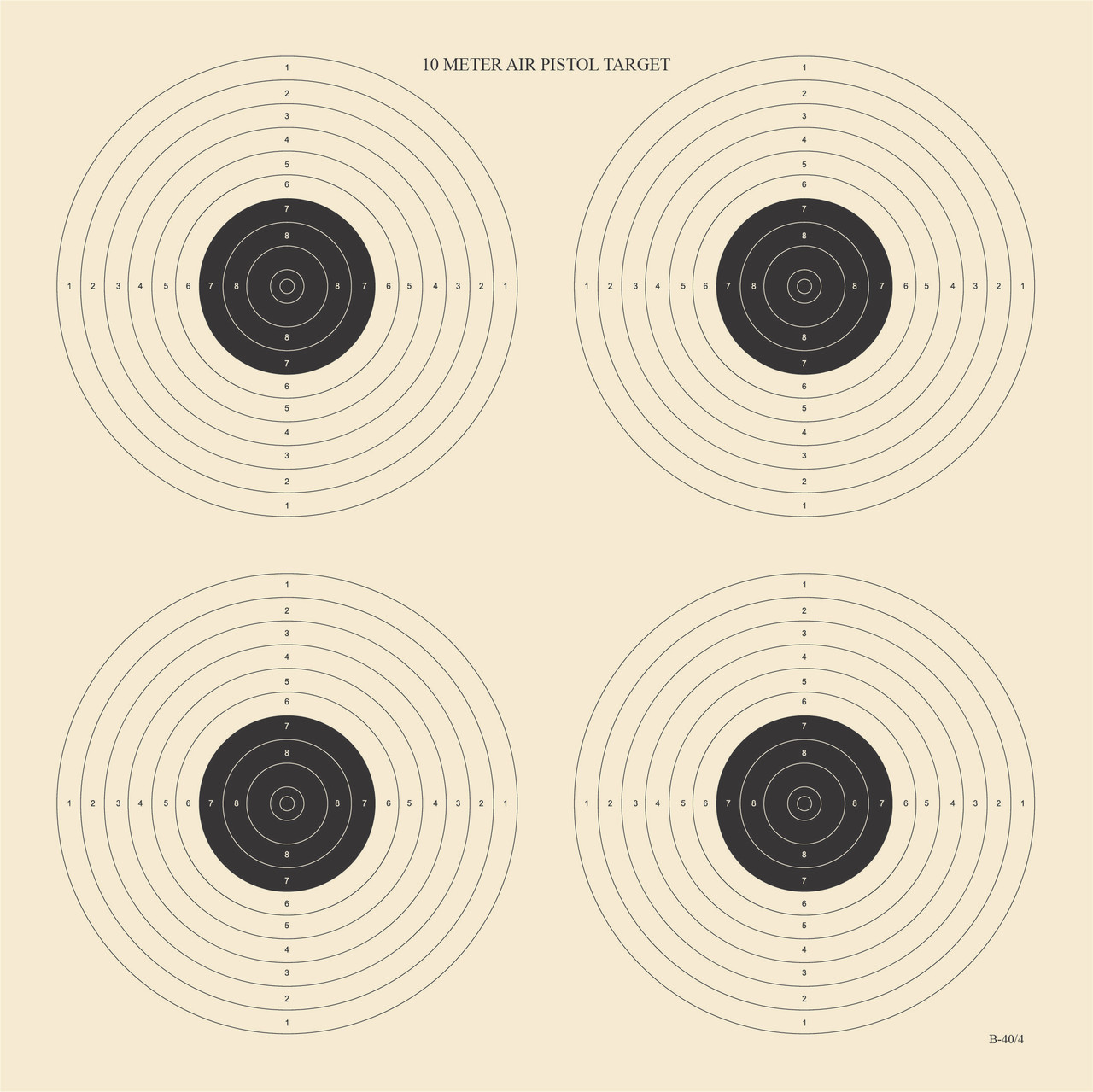 The B-40/4 target is the Official NRA 10 Meters target is printed on ...