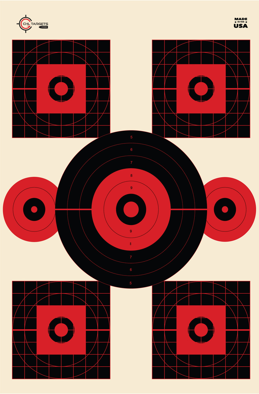 SRT - Sighting Targets - Multiple Bullseyes (100 Target Pack) - CHL Targets