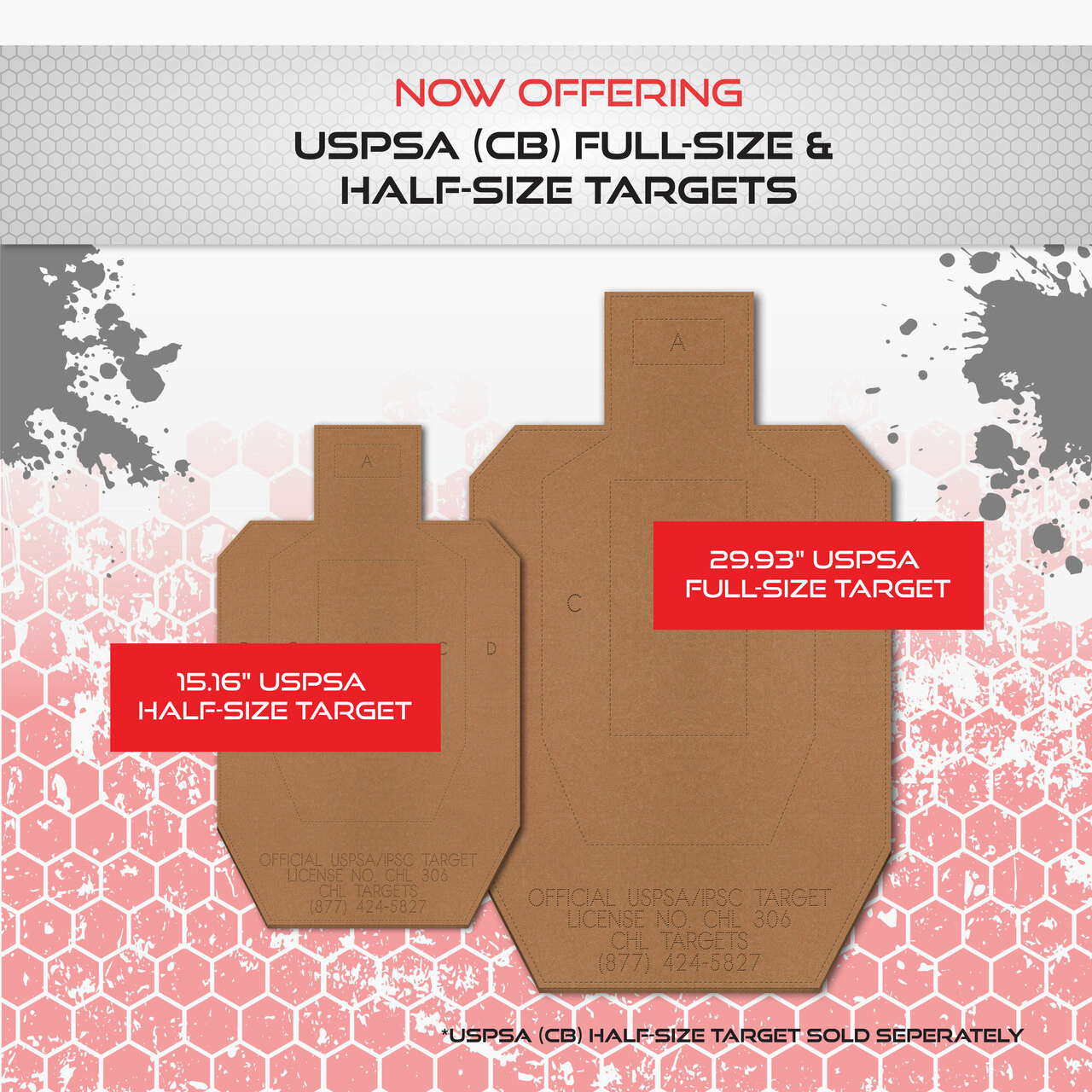 USPSA (CB) (METRIC) HALF-SIZE WATER-RESISTANT (100 TARGET PACK)***FREE ...