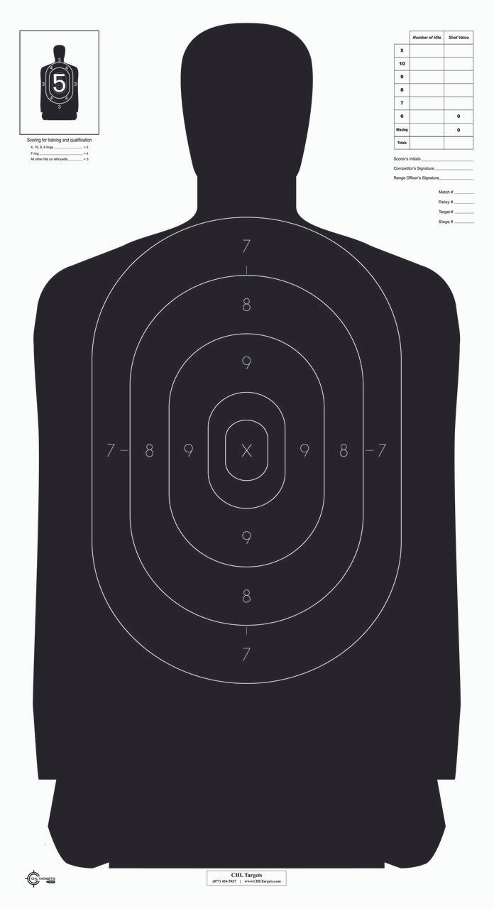 B-27 24x50 Target - 50 Pack | Precision Shooting Targets | CHL Targets