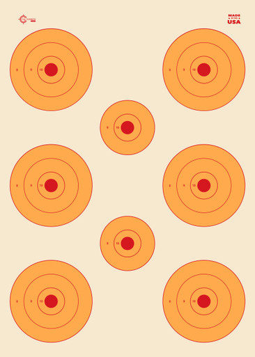 SRT - Bulls Eye Targets - 8Up - Bullseyes - ORANGE (100 Target Pack ...