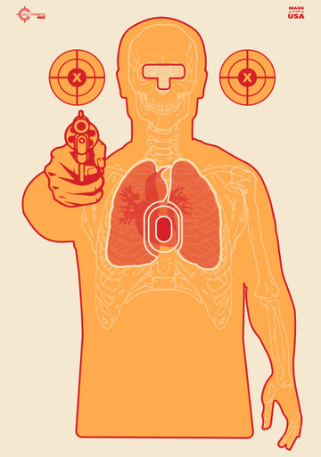 SRT - Silhouette - Bad Guy w/ Gun w/ Anatomy ORANGE (100 Target Pack ...