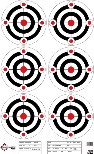 SRT Bulls-Eye Targets 6Up Multi-Bullseye BLACK – 23x35 60# Paper (100 Pack)
