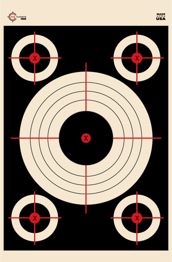 SRT - Bulls Eye Targets - 5Up Bullseyes (Crosshairs) (100 Target Pack ...
