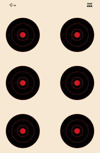 SRT - Bulls Eye Targets - 6Up Bullseye (3 Rings) BLACK (100 Target Pack ...