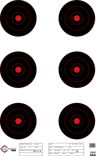 SRT 6-Up Bullseye Targets (3 Rings) black– 100 Pack | CHL Targets