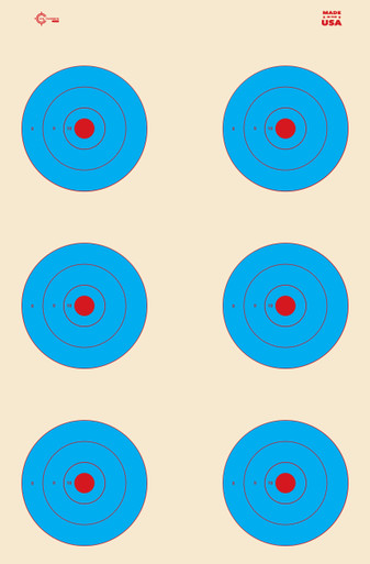 SRT - Bulls Eye Targets - 6Up Bullseye (3 Rings) BLUE (100 Target Pack ...