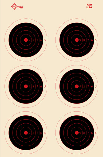 SRT - Bulls Eye Targets - 6Up Bullseye (5 Ring) BLACK (100 Target Pack ...