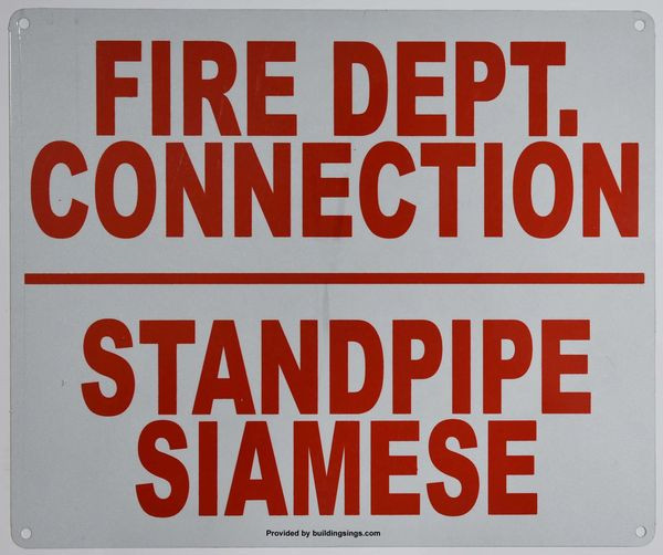 FIRE DEPARTMENT CONNECTION STANDPIPE SIAMESE SIGN