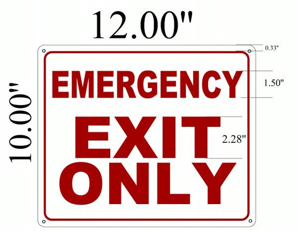 EMERGENCY EXIT ONLY SIGN WHITE