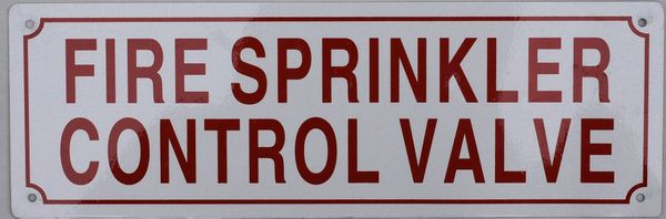 FIRE SPRINKLER CONTROL VALVE Sign