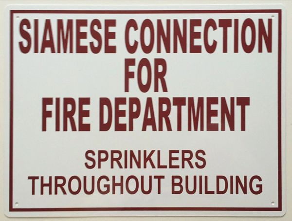 SIAMESE CONNECTION FOR FIRE DEPARTMENT Sign