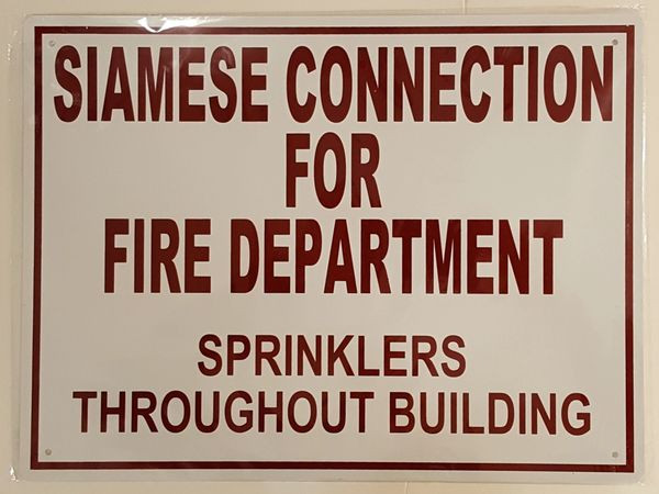 SIAMESE CONNECTION FOR FIRE DEPARTMENT Sign
