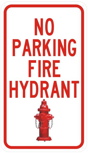NO PARKING FIRE HYDRANT Sign