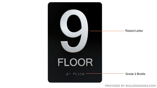 9th FLOOR SIGN ADA -Tactile Signs