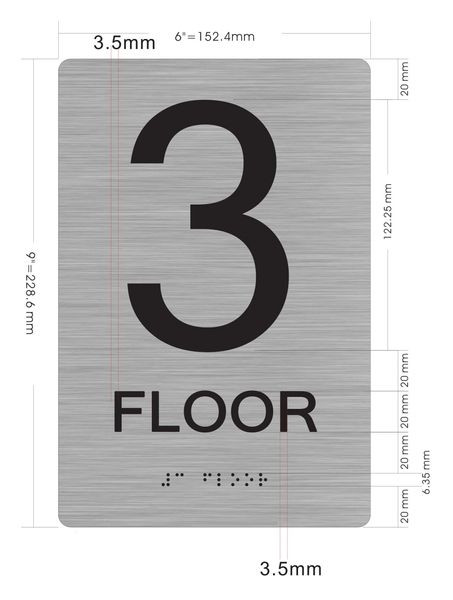 3rd FLOOR ADA Sign -Tactile Signs The sensation line