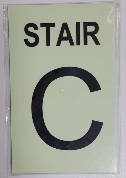 PHOTOLUMINESCENT STAIR C SIGN HEAVY DUTY / GLOW IN THE DARK "STAIR C ...