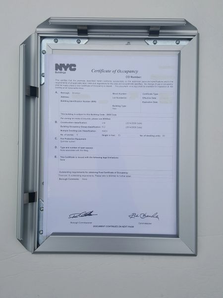 CERTIFICATE OF OCCUPANCY FRAME (HEAVY DUTY) 8.5 X 11 (CERTIFICATE ...