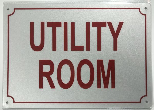 UTILITY ROOM SIGN- REFLECTIVE !!! (White)