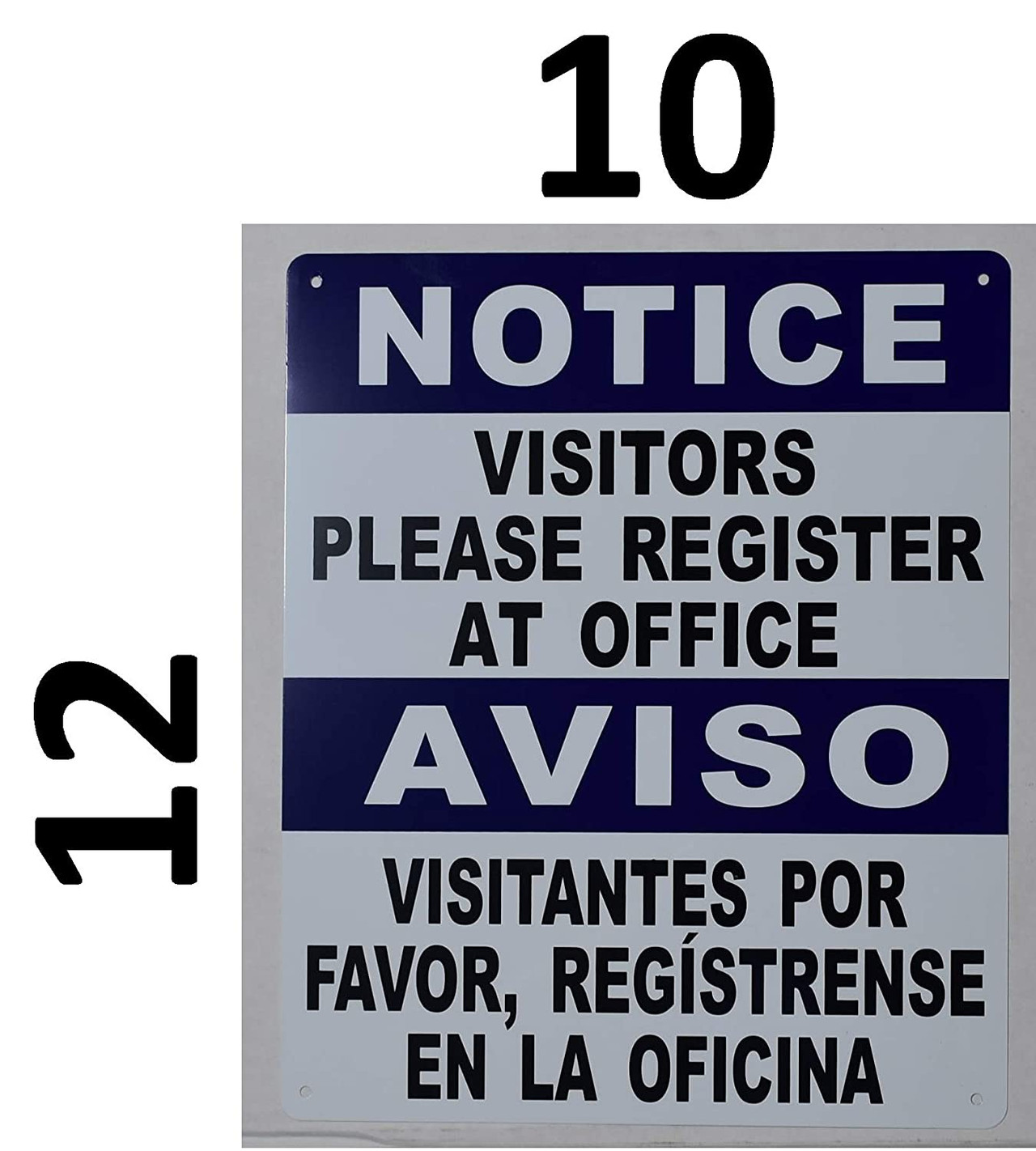 Visitors Please Register at Office Bilingual Sign with English ...
