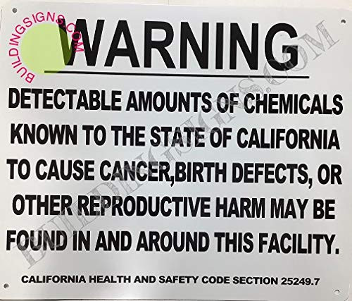 Warning DETECTABLE Amounts of Chemicals Known to The State of ...