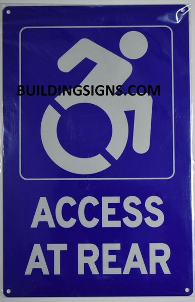 Wheelchair Access at Rear SIGN -The Pour Tous Blue LINE -Tactile Signs