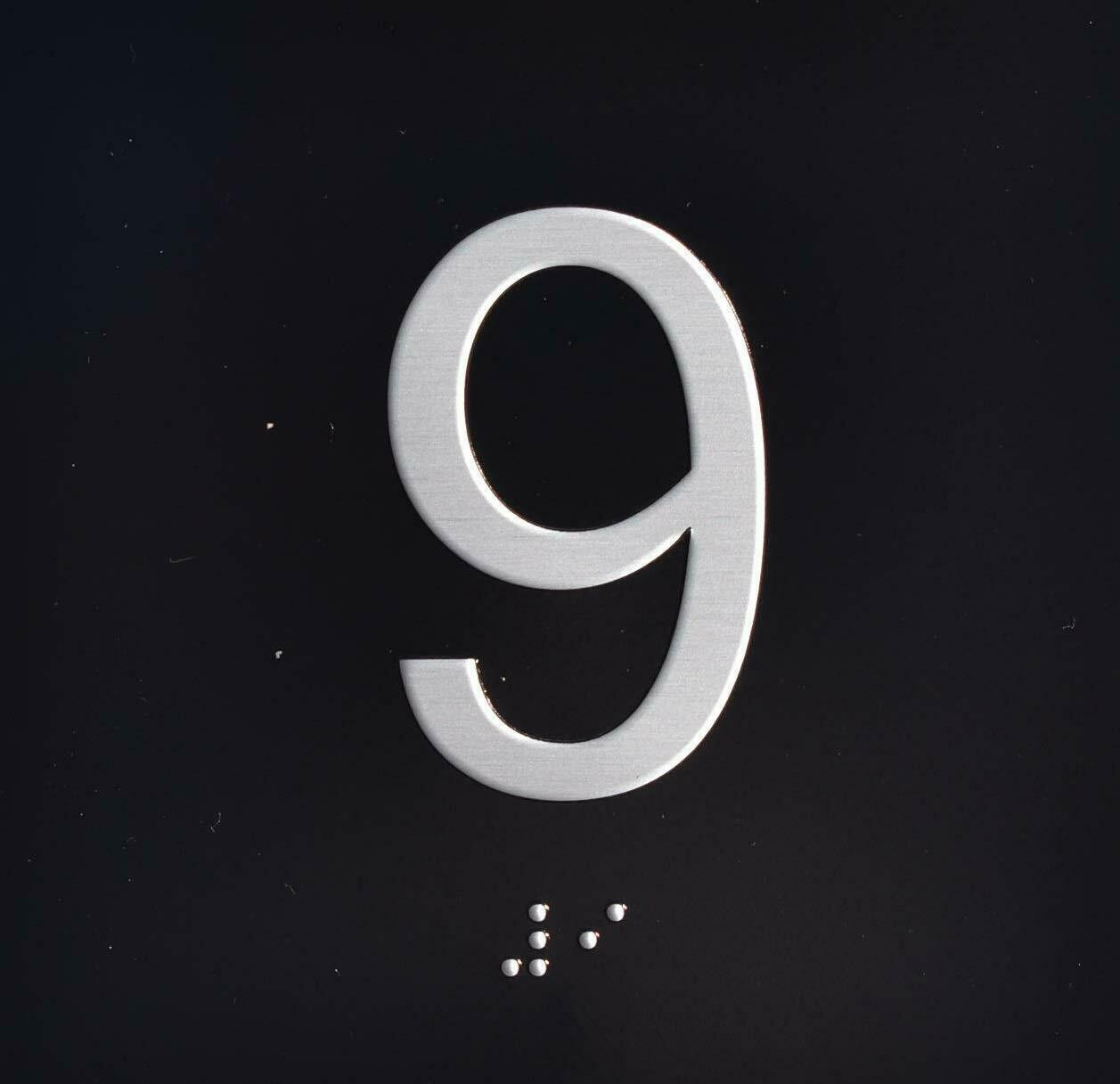9TH Floor Elevator Jamb Plate Sign with Braille and Raised Number ...
