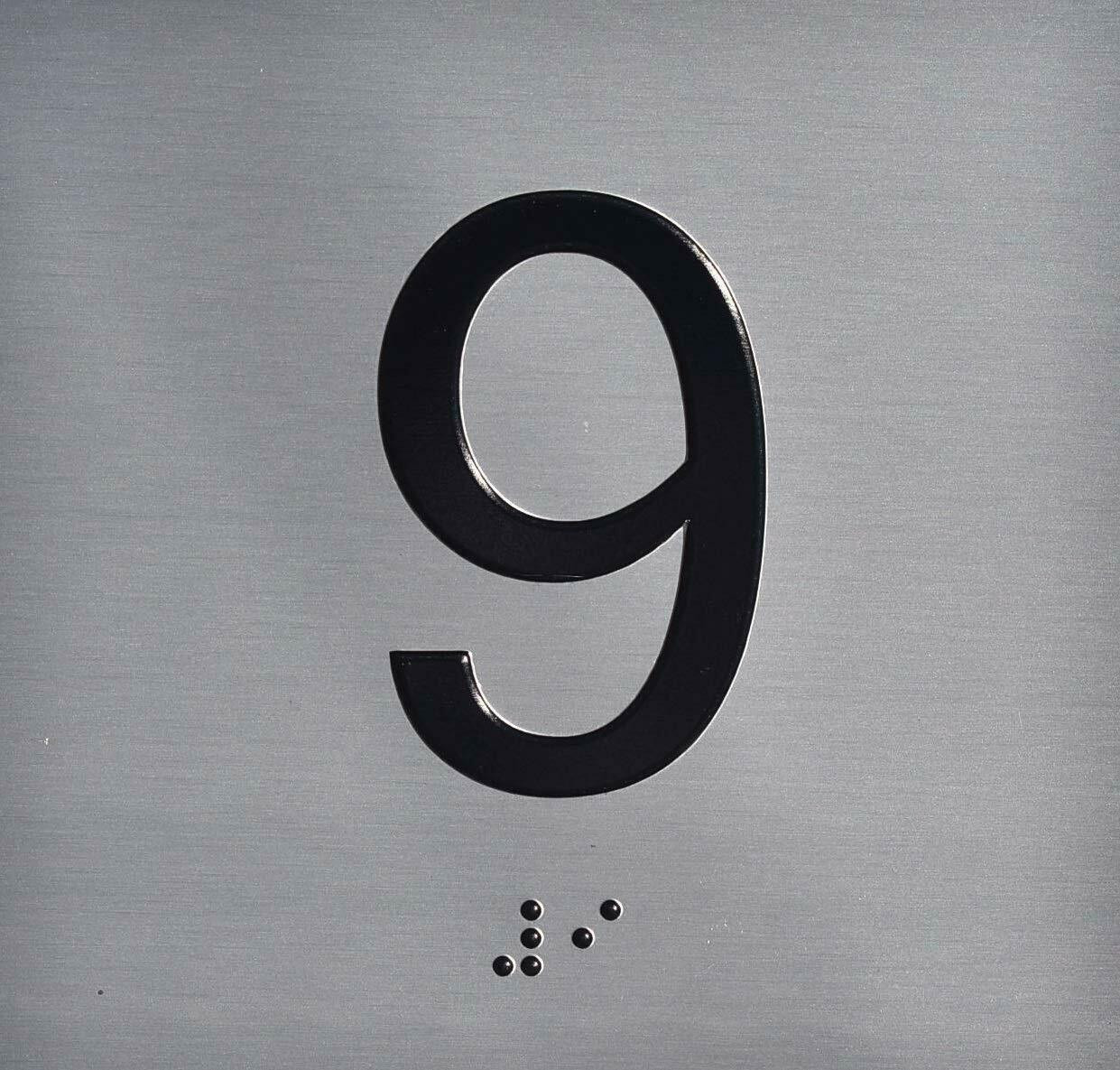 9TH Floor Elevator Jamb Plate Sign with Braille and Raised Number ...