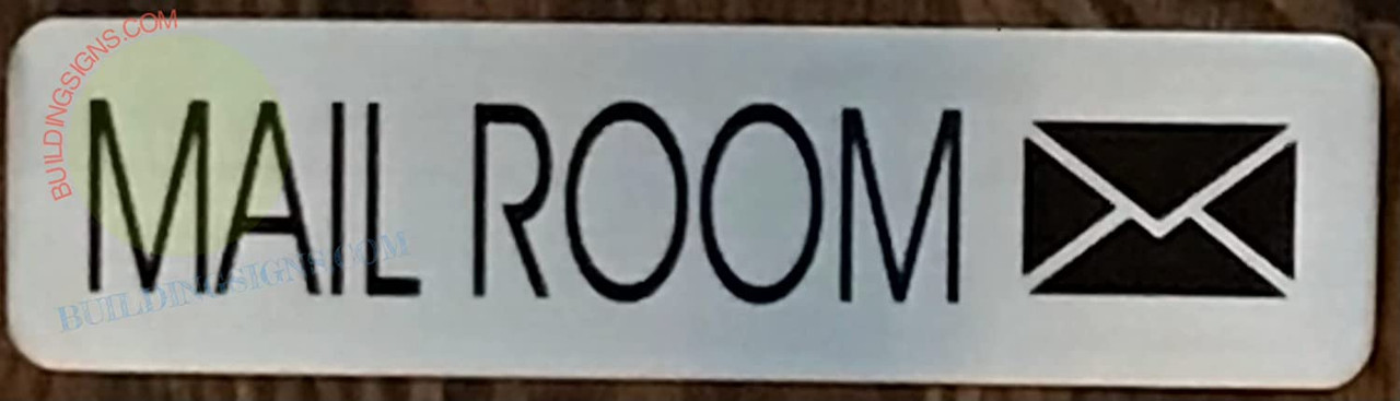 Mail Room Sign (Brushed Aluminum, Size 2x7.75)