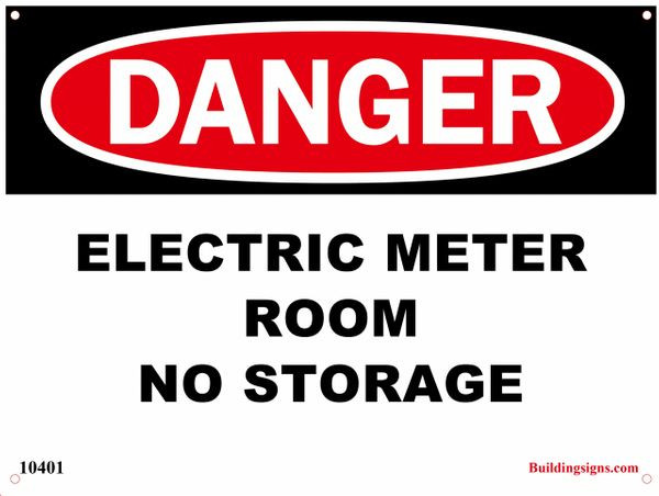 Danger Electric Meter Room - No Storage Sign(ALUMINUM SIGNS)-El blanco Line