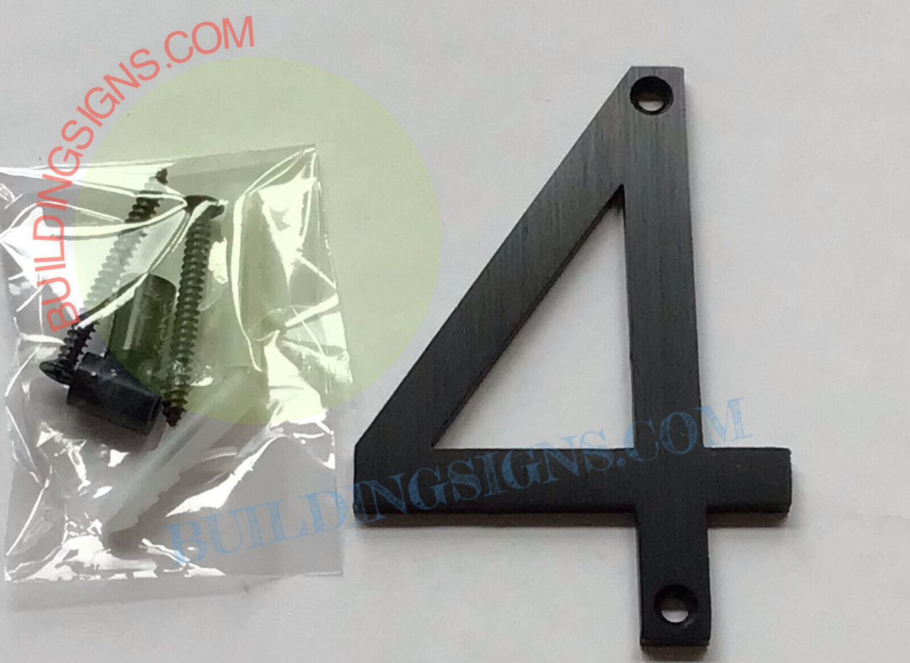 House number 4 sign ( Black Aluminum, 8 inch)-Floating Mount House ...