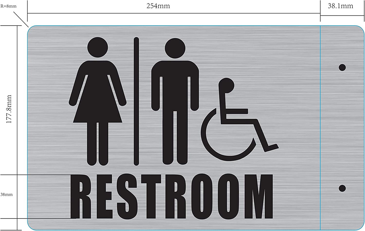 RESTROOM ACCESSIBLE PROJECTION SIGN-ACCESSIBLE RESTROOM 3D SIGN (SILVER ...
