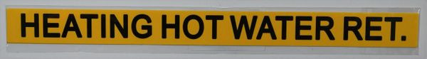 HEATING HOT WATER RET. SIGN (STICKER) YELLOW