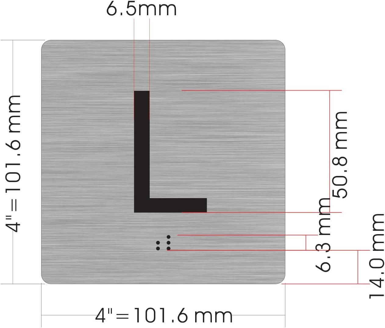 Elevator JAMB Plate with Braille - Elevator Floor Number Brush SILVER ...
