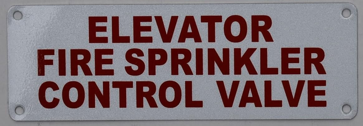 ELEVATOR FIRE SPRINKLER CONTROL VALVE SIGN (REFLECTIVE, WHITE ...