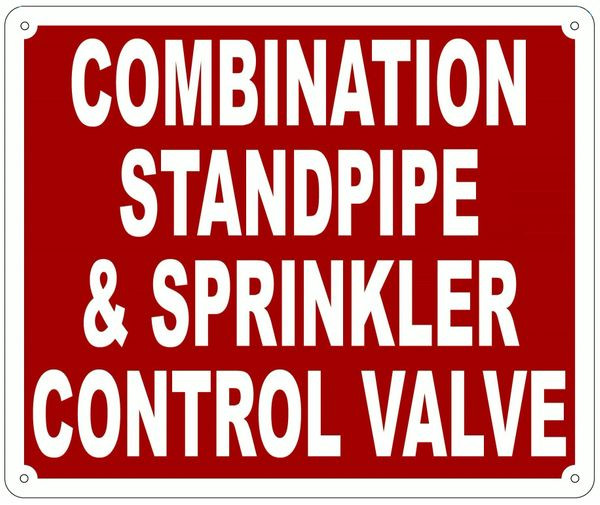 COMBINATION STANDPIPE AND SPRINKLER CONTROL VALVE SIGN