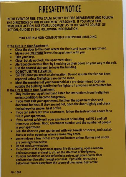 DOOR Fire Safety Notice: FIRE PROOF BUILDING SIGN