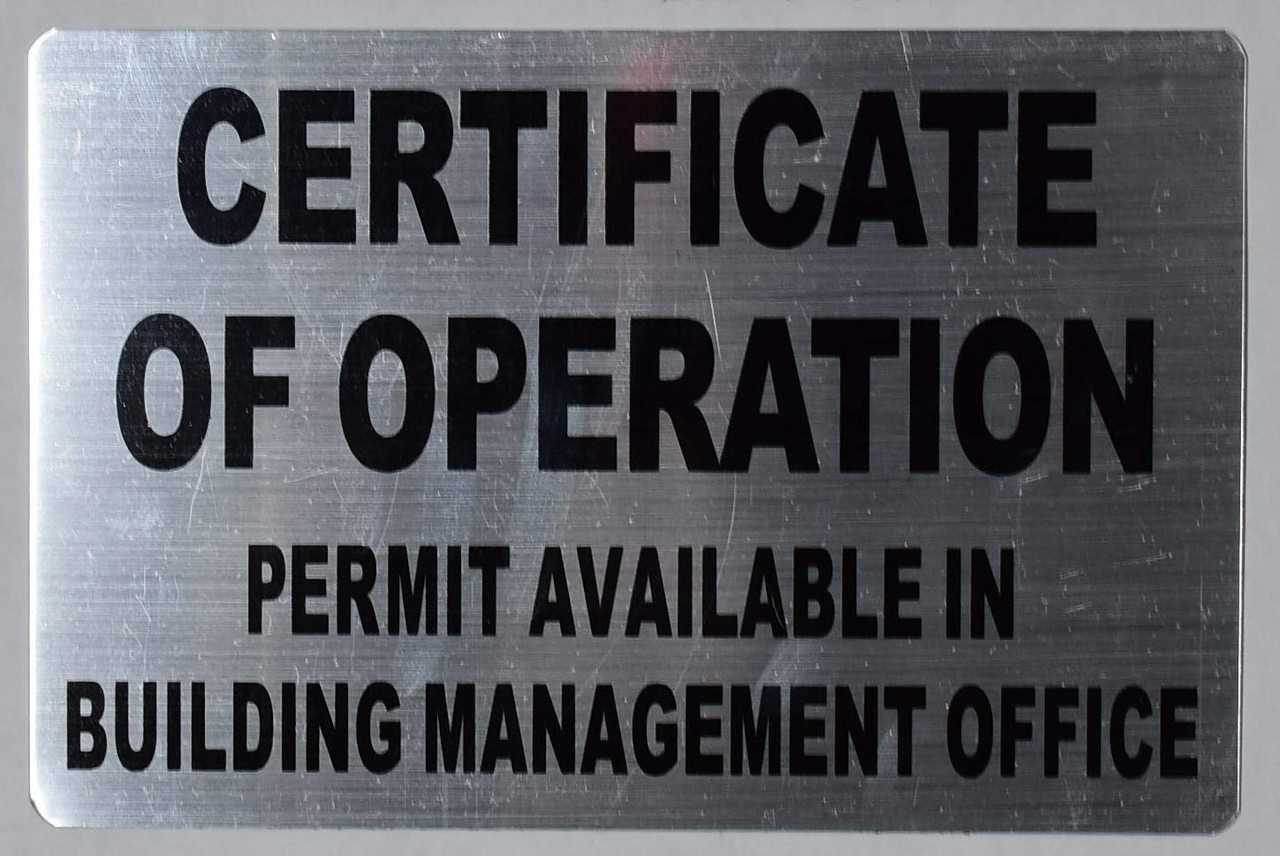 Certificate of Operation - Permit Available in Building Management ...