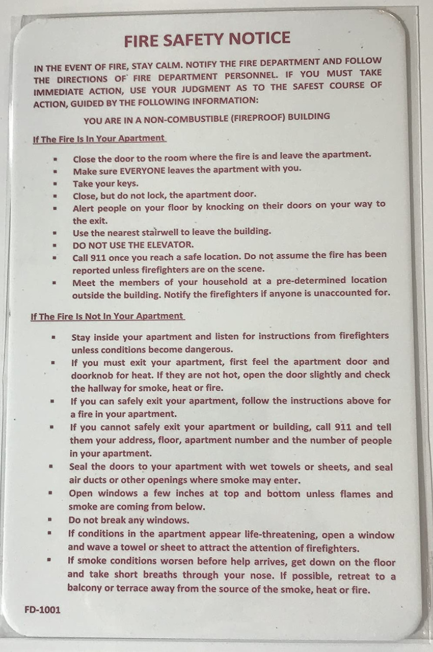 HPD"Fire Safety Notice" Sign