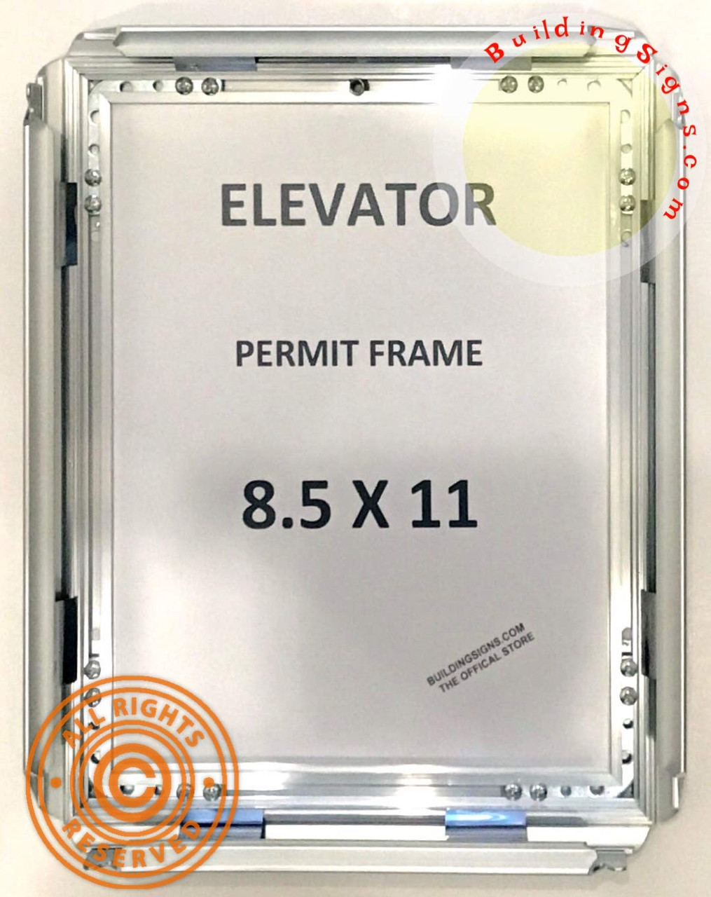 Elevator Permit FRAME (Lockable !!!, Silver, Heavy Duty, Aluminum)