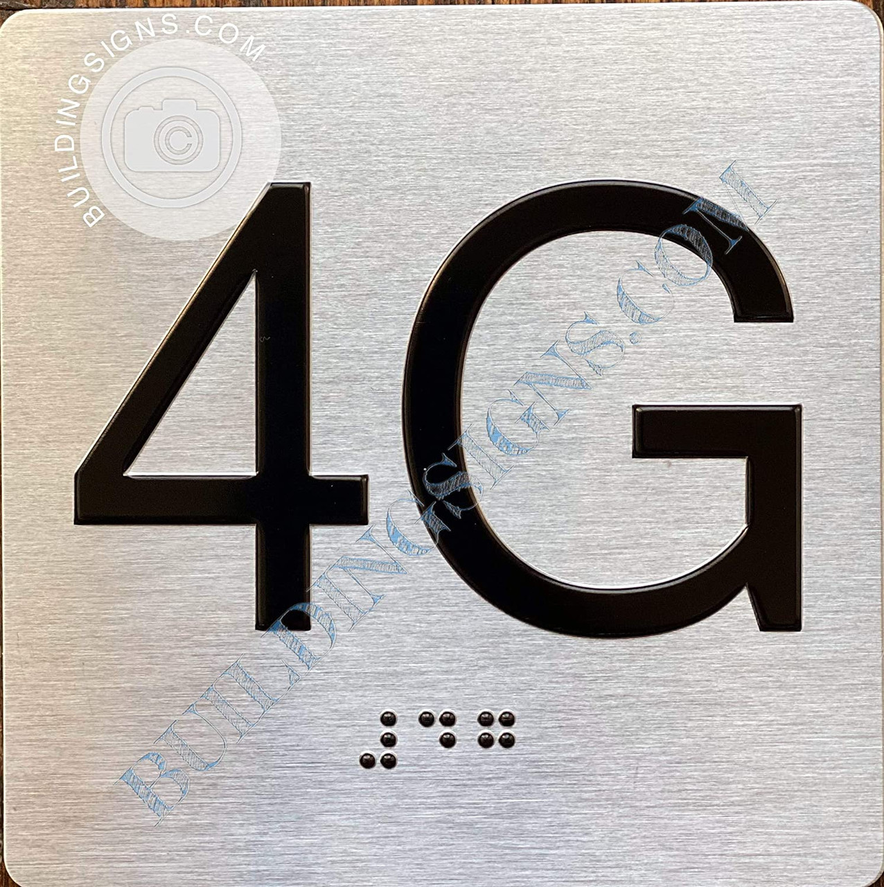 Apartment Number 4G Sign with Braille and Raised Number